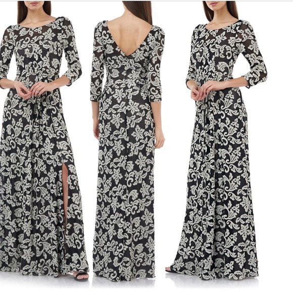 JS Collections | Dresses | Js Collections Embroidered Mesh Gown | Poshmark